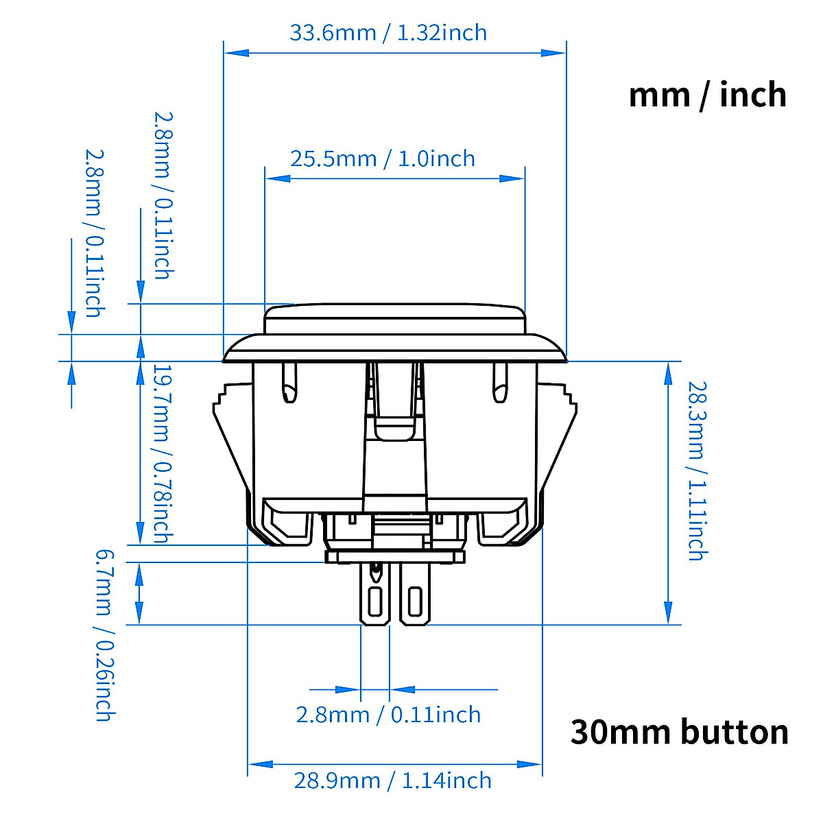qanba Gravity KS Mechanical Shafts Silent Pushbutton 30mm Snap-In (Boxed (Clear Red D06(8 pcs)