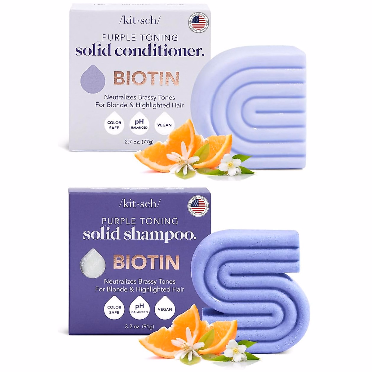 Kitsch Purple Conditioner and Shampoo Bar for Blonde Tresses