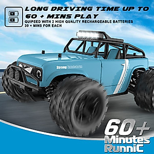 Gizmovine RC CAR, Off-Road Remote Control Truck, 2.4GHz 25 MPH 4WD All-Terrain Hobby Remote Control Car, High-Speed Waterproof RC Car with 2 Rechargeable Batteries