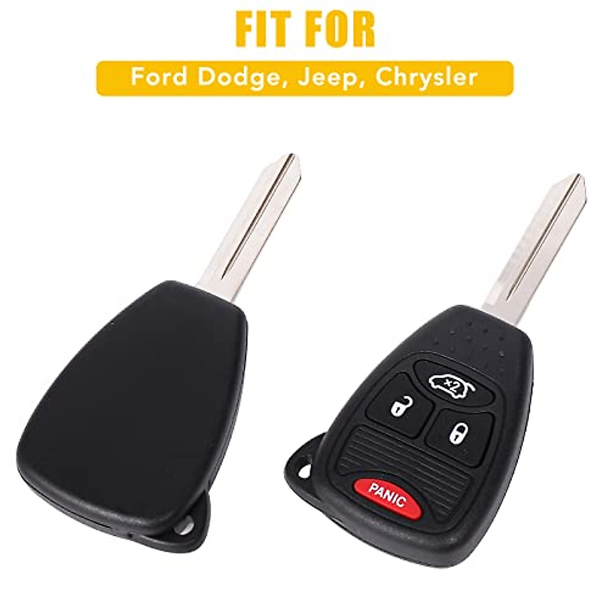 Flip Key Fob Blade Replacement Fit for 2004-2014 Dodge Dakota Durango Avenger Caliber Charger Magnum Nitro Ram 1500 2500 3500 Chrysler Aspen PT Cruiser Sebring Jeep Grand Cherokee Commander, Set 1