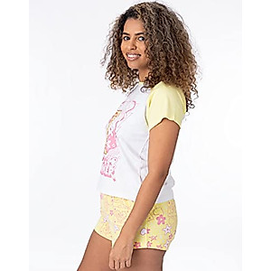 SpongeBob SquarePants Womens Pajama Set | Ladies Raglan T-Shirt & Yellow Elasticated Shorts | Daydreamer Coral & Jellyfish