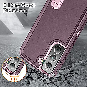 BaHaHoues for Samsung Galaxy S22 Case, Samsung S22 Phone Case with Built in Kickstand,Shockproof/Dustproof/Drop Proof Military Grade Protective Cover for Galaxy S22 5G 6.1 inch(Night Purple/Baby Pink)