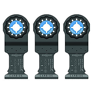 BOSCH OSL114C-3 3-Pack 1-1/4 In. Starlock Oscillating Multi Tool Metal & More Carbide Extreme Plunge Cut Blades for Cutting Iron Bar, Metal, Wood with Nails, Drywall and Tile