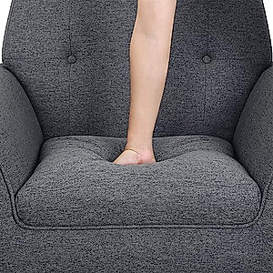 Ouchtek Living Room Accent Chairs Set of 2 Comfortable Linen Fabric Room Chairs Upholstered Reading Chair Mid-Century Modern Armchair for Bedroom Apartment Room Corner Anteroom, Gray