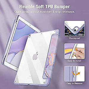 Fintie Hybrid Slim Case for iPad Air 3rd Generation 10.5" 2019 / iPad Pro 10.5 Inch 2017 - [Built-in Pencil Holder] Shockproof Cover with Clear Transparent Back Shell, Lilac Marble