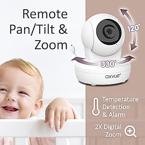 AXVUE Video Baby Monitor with 4.3" LCD Screen (High Resolution) and Remote Pan-Tilt-Zoom Camera Infrared Night Vision Extended Battery Long Range 1,000 feet
