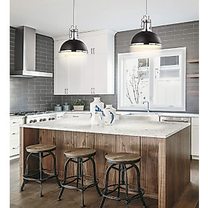 JONATHAN Y JYL9535B Homer 10" Iron/Glass Adjustable Vintage LED Kitchen Pendant for Living Room Bedroom, Bohemian Classic, Black/Chrome