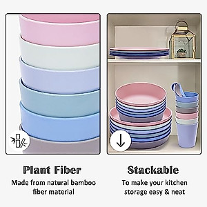 HM-tech 6pcs Bamboo Kids Cups for Baby feeding, Toddler cups for Drinking，Tableware for Baby Toddler Kids Bamboo Kids Dinnerware sets