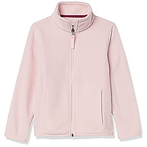 Amazon Essentials Girls' Polar Fleece Full-Zip Mock Jacket, Light Pink, Large