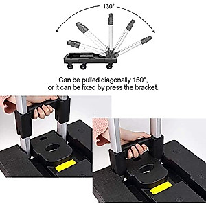 Pansonite Folding Hand Truck, 500 LB Heavy Duty Luggage Cart, Utility Dolly Platform Cart with 7 Wheels & 2 Elastic Ropes for Luggage, Travel, Moving, Shopping, Office Use