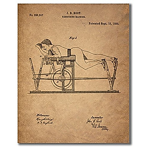 Workout Patent Prints - Set Of 4 Gym Decor Wall Art Photos - Weight Lifting Exercise Treadmill
