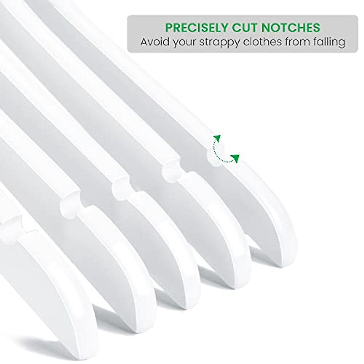 Nature Smile Solid Gugertree Wood Shirt and Dress Hangers with Notches with Antirust Chrome Hook Pack of 10 (White)