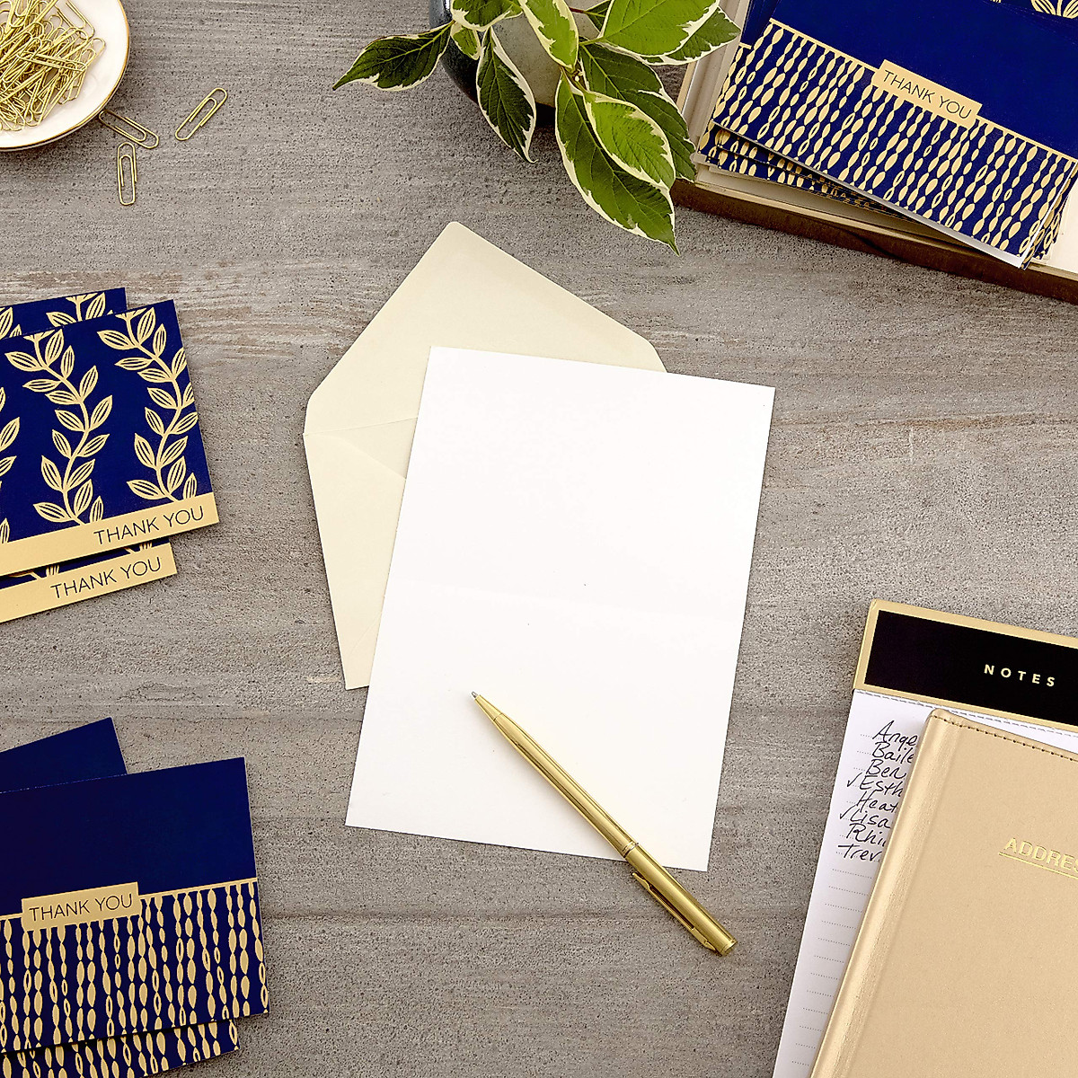 Hallmark Thank You Cards Assortment, Navy and Gold (50 Thank You Notes with Envelopes for Wedding, Bridal Shower, Baby Shower, Business, Graduation)