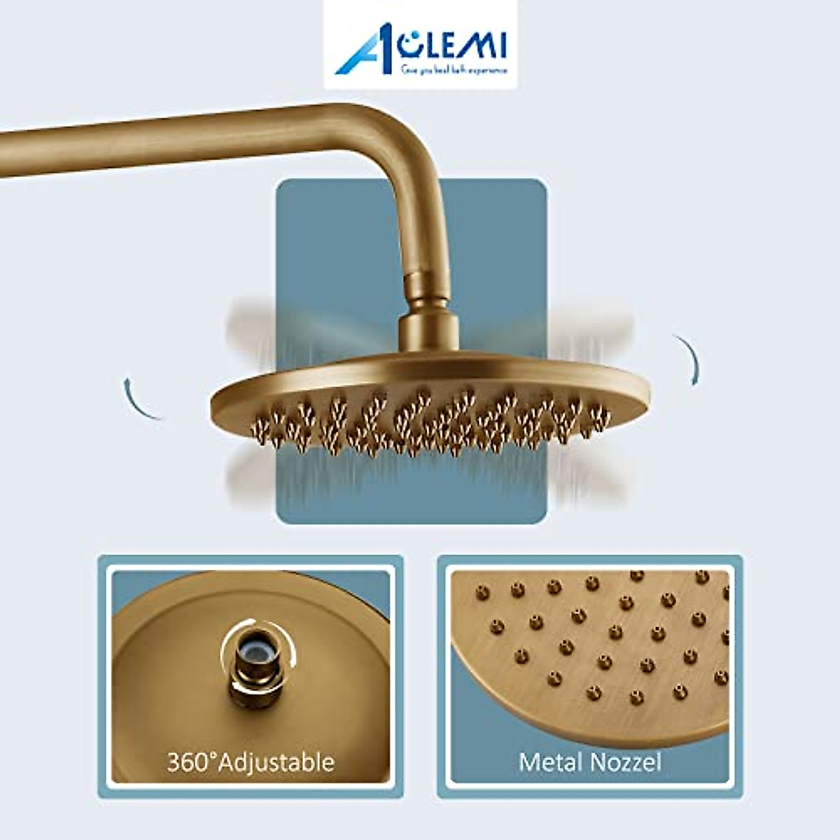 Aolemi Antique Brass Tub Shower Faucet 8 Inch Shower Head Vintage Shower Fixture Set Mixer Handheld Spray Triple Function Shower Combo