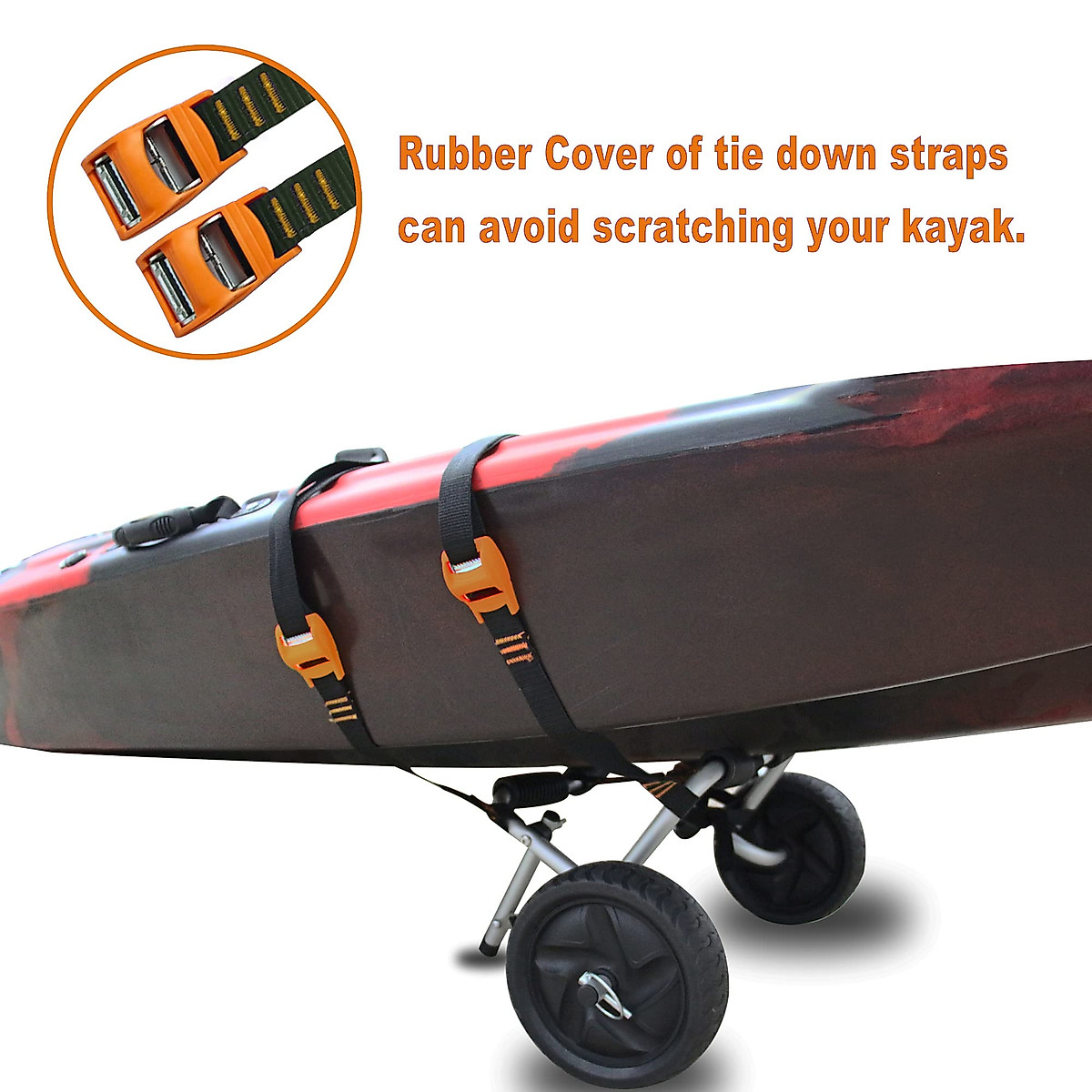 Onefeng Sports 100LBS Kayak Cart Canoe Carrier Trolley for Carrying Kayaks,Canoes,Paddleboards with Plastic Wheels