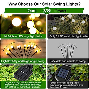 Salangae Solar Garden Lights, Solar Firefly Lights 4 Pack 40 LEDs, Sway by Wind, Solar Swaying Lights with IP65 Waterproof, Yard Patio Pathway Decoration, High Flexibility Iron Wire, Warm White