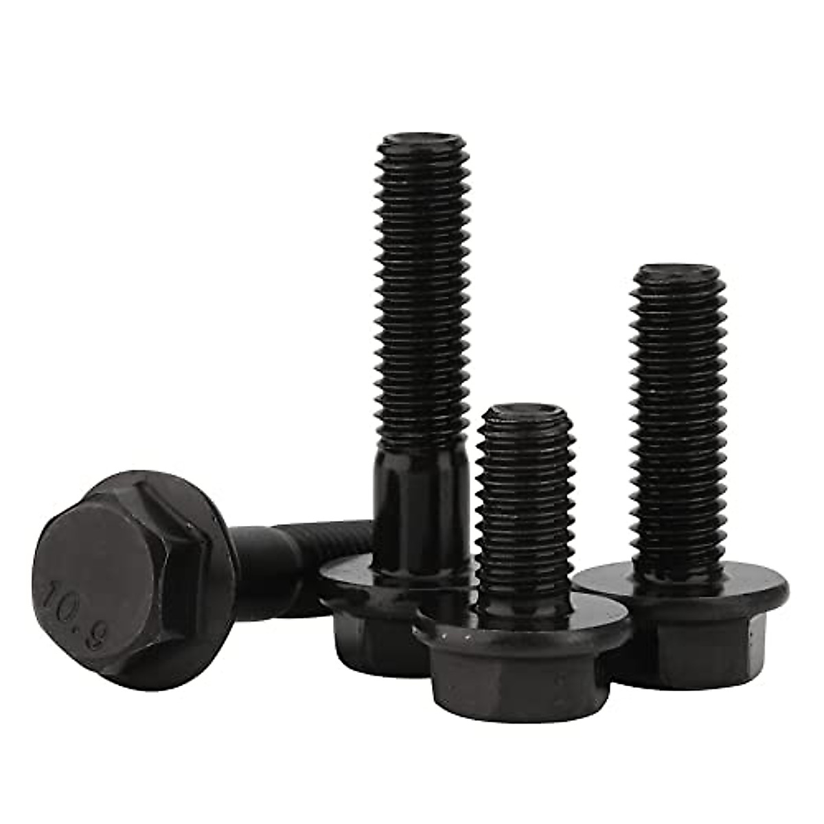 M6 x 25mm Flange Hex Bolts Flanged Screws, Grade 10.9 Alloy Steel, Black Oxide, Fully Threaded, 25 PCS