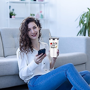 Sumind 6 Pcs Teacher Appreciation Gifts Teacher Tumbler Graduation Gifts with Lid and Straw 20oz Stainless Steel Insulated Mug Thank You Teacher Gifts for Women(White)