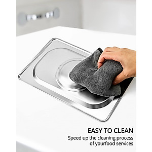 QWORK Solid Pan Lid with Handle, 4 Pack Stainless Steel Steam Table Pan Cover for 1/4 Size Steam Pans