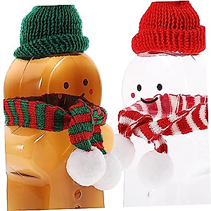 NOLITOY 2 Sets Christmas Drink Bottle Plastic Cookie Jar Candy Jars with Lids Clear Container with Lid Christmas Favors Container Creative Empty Bottles Kit Christmas Cookie Jars Gift