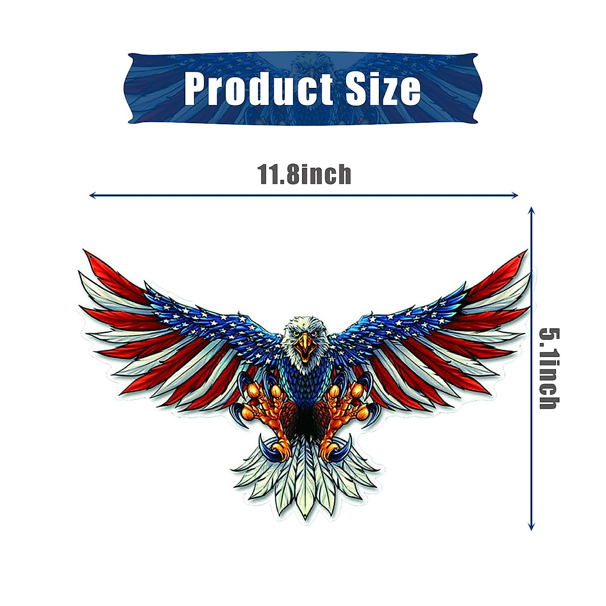 gunhunt Pack-1 Car Reflective Warning Stickers, 11.8In x 5.1In American Flag Eagle Decorative Decal, Self-Adhesive Body Bumper Sticker, Suitable for Most Cars SUVs Trucks (Multicolored)