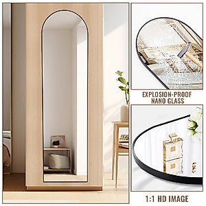 NEWBULIG 59"x16" Full Length Floor Mirror,Wall Mounted Mirror Hanging or Leaning, Arched Floor Mirror for Living Room Cloakroom,Black-Arched