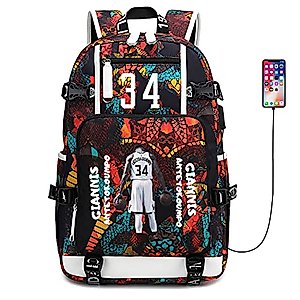 Basketball Player Star Antetokounmpo Multifunction Backpack Travel Student Backpack Fans Bookbag For Men Women (Style 3)