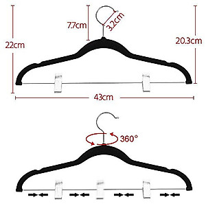 Velvet Skirt Hangers 10 Packs Velvet Hangers with Clips Ultra Thin Non Slip Velvet Pants Hangers Space Saving Clothes Hanger (Black)