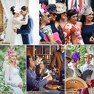 Fascinators Hats for Women Kentucky Derby Hats Tea Party Hats Flower Wedding Church Headband Hair Clip Girls White