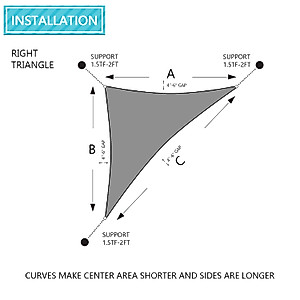COARBOR 12'x12'x17' Sun Shade Sail Right Triangle Canopy Sunshine Block Heavy Duty Shade Fabric Cover for Outdoor Pergola Yard Patio Deck Carport Garden (Beige)
