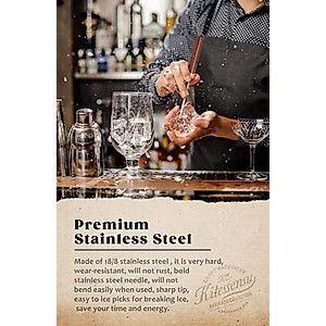 KITESSENSU Ice Pick | 8 Inch Stainless Steel Ice Picks for Breaking Ice with Safety Cover | Non-Slip Wooden Handle Ice Pick Tool for Kitchen, Bars, Bartender,Camping, Restaurant