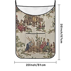 Hanging Laundry Hamper Bag French Country Door Hanging Hamper with Front Pocket Save Bathroom Space Hanging Laundry Bag Size 20X26inch Door Laundry Basket.