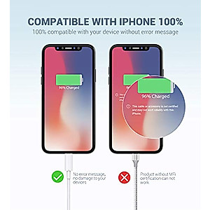 Novtech MFi Certified iPhone Charger Cable 3Pack 3FT USB to Lightning Cable 2.4A Fast Charging Cord Wire for iPhone 14 Plus 13 12 11 Pro Max XR Xs X 8 7 6 6s 5 5s SE iPad Air Pro Mini - White