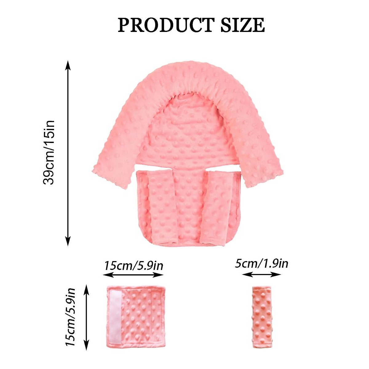 Baby Infant Head and Neck Support Pillow with Seat Belt for Car Seat -Extra Soft 3-in-1 Toddler Car Seat Insert Cushion Pad for Car Seats Water Pink