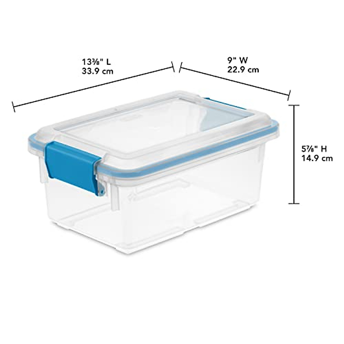 Sterilite 19414306 Gasket Box, 7.5 Quart, clear base and lid with blue latches