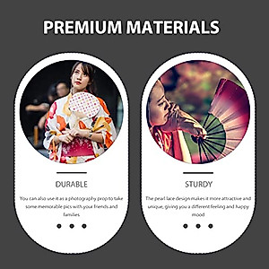 FOMIYES Lace Peal Fan Folding Hand Fans Wedding Bride Fan Dance Fan Decorative for Performance Wedding Dancing Church Party