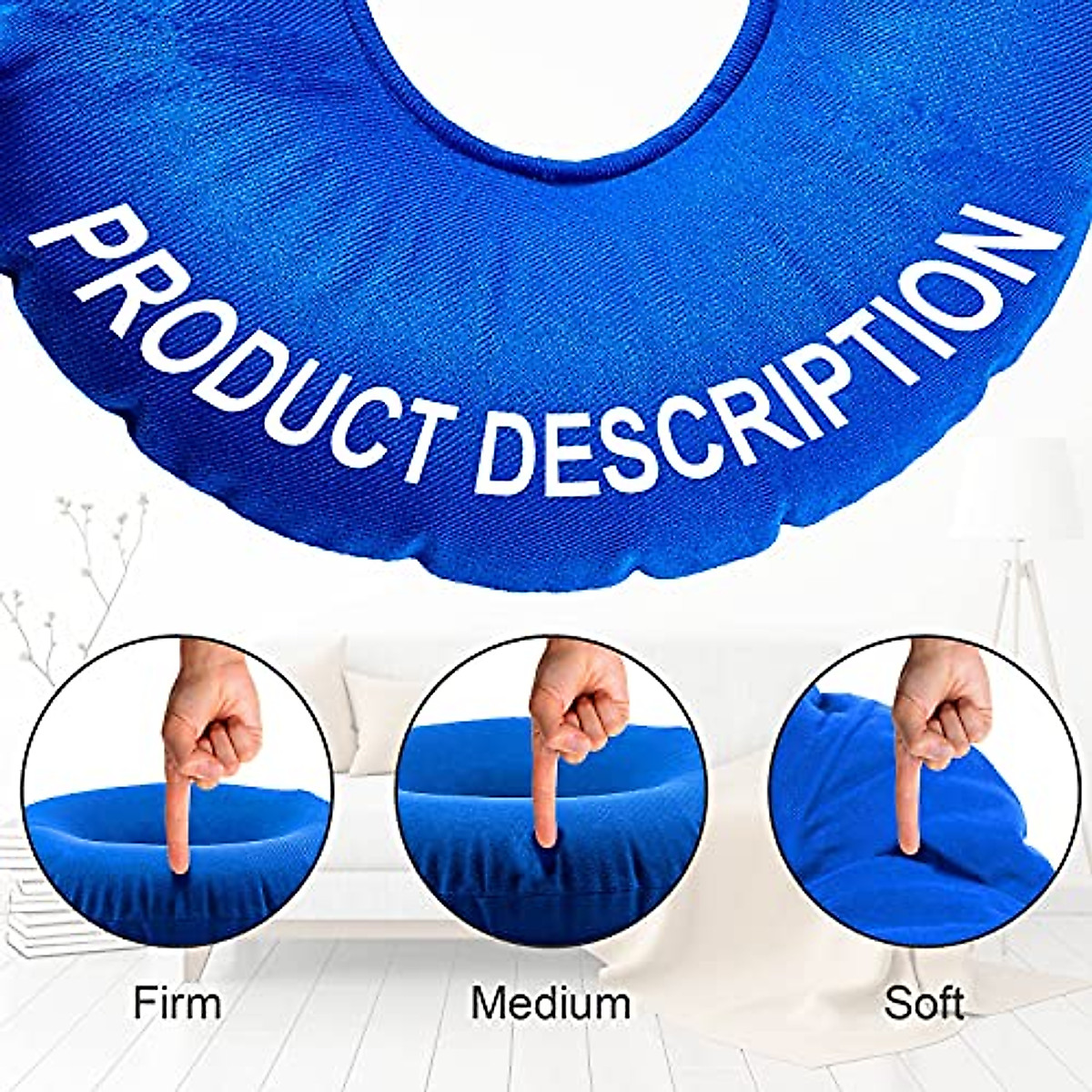 Zonon 2 Pieces Inflatable Donut Cushion Inflatable Ring Cushion Seat 15 Inch Round Inflatable Cushion Portable Donut Cushion Pillow for Home Office Chair Wheelchair Car, 2 Colors (Blue, Red)
