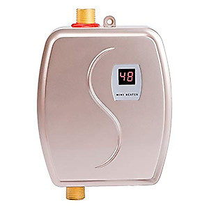 3000W Mini Electric Tankless Hot Water Heater Instant Hot Water Heating Machine for Kitchen Bathroom GOLD 110V