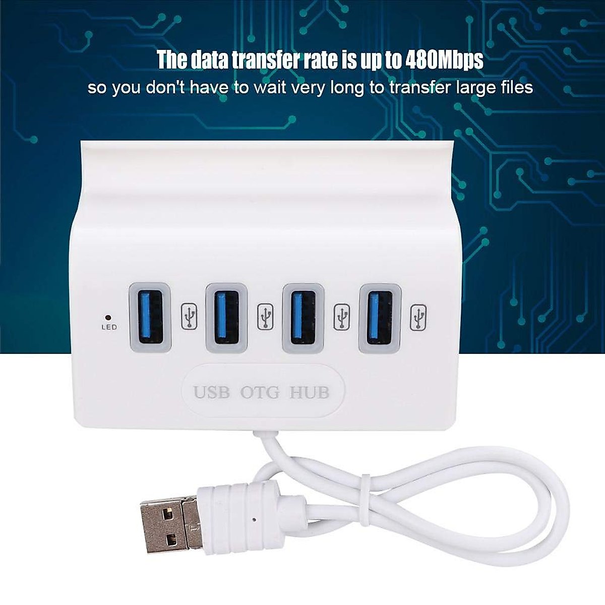 4 Port Multiple Interfaces USB Hub OTG Adapter for Phone Tablet Desktop with 480Mbps Data Transmissiom Rate, Strong Compatibility.
