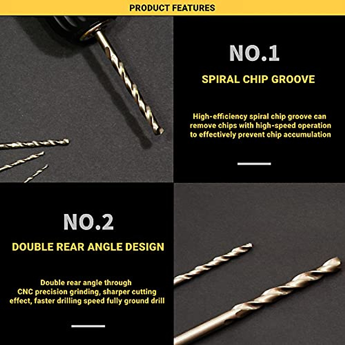 XLCMSY Cobalt Drill Bit Set, M35 HSS Straight Shank Twist Drill Heat Resistant Metal Drill Bits for Hard Metal, Stainless Steel, Hardened Steel, Cast Iron and Wood, 1/16"-1/4" (13 Pcs)