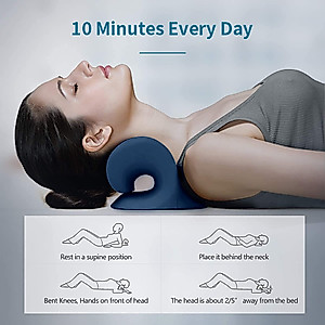 RESTCLOUD Neck and Shoulder Relaxer, Cervical Traction Device for TMJ Pain Relief and Cervical Spine Alignment, Chiropractic Pillow, Neck Stretcher (Dark Blue)