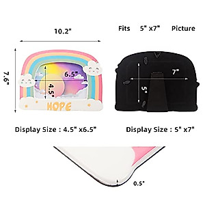 Ceramic Picture Frame Rainbow Decorative with High Definition Really Plexiglass Sheet for Table Top Desk Photo Display or Hanging White Color Memento (4x6/5x7)