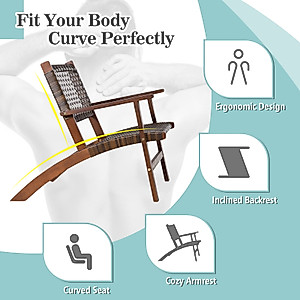 RELAX4LIFE 3-Pieces Porch Bistro Set - Outdoor Eucalyptus Wood Patio Furniture Set with Coffee Table, Outside Rattan Chairs for Poolside, Balcony, Garden, Deck, Hand-Woven PE Wicker Conversation Set