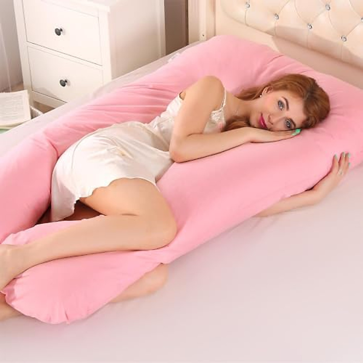 BOSONS U Shaped Pregnancy Pillow, Soft Support Pregnancy Pillows Full Body Maternity Pillow with Removable Cover, Sleeping Pillow for Pregnant Women and Side Sleepers.