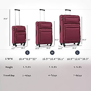 Merax Softside Luggage Set, TSA Lock Expandable Spinner Wheel Luggage, 3 Piece Set Suitcase