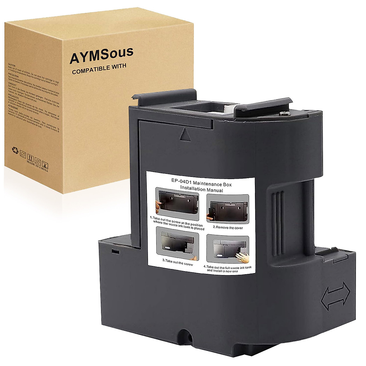 AYMSous T04D1 T04D100 Ink Maintenance Box Remanufactured Waste Ink Tank for Epsn XP-5100 WF-2800 WF-2865 ET-3700 ET-2700 ET-2750 WF-2860 ET-4750 ET-3750 etc