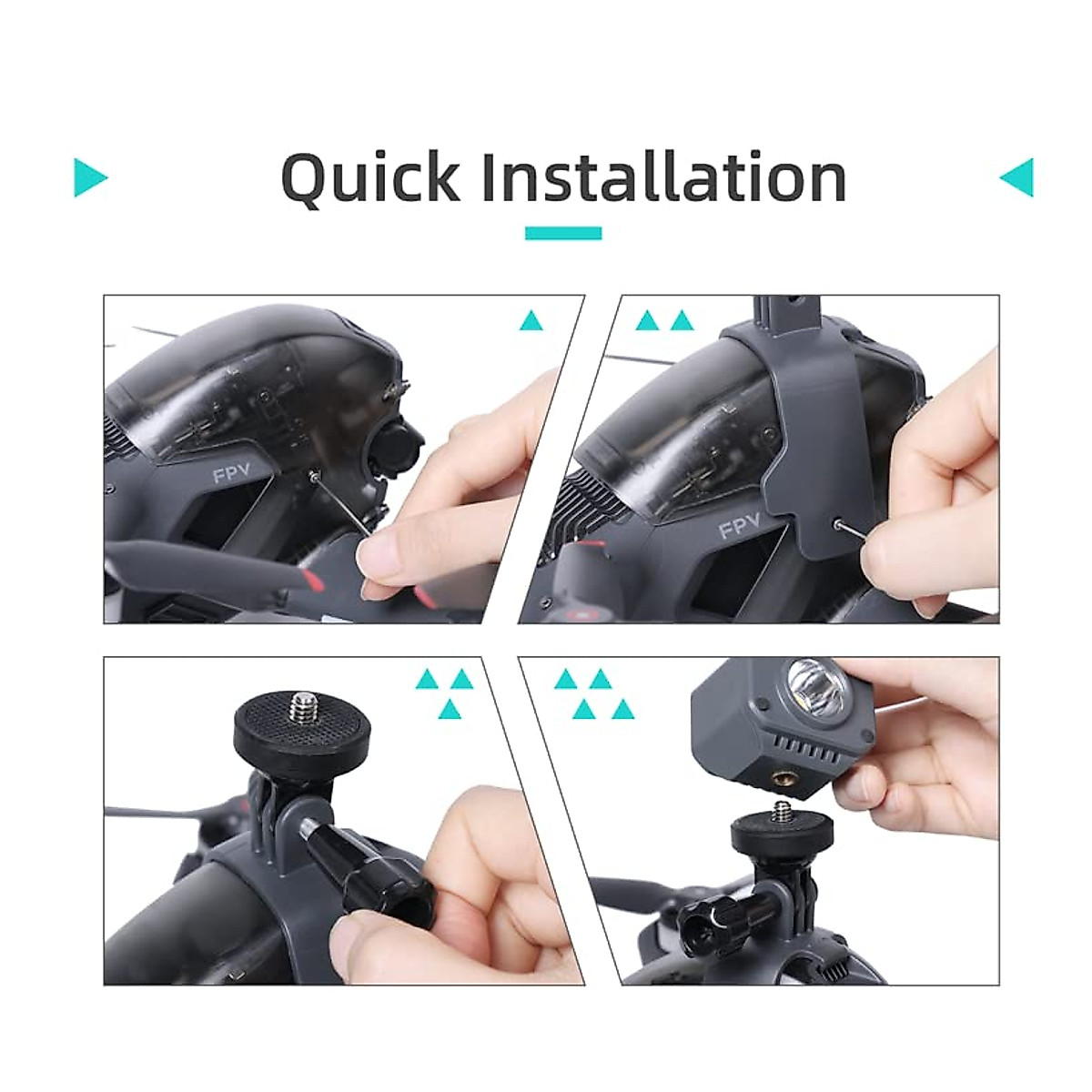 BTG DJI FPV Drone Action Camera Mount Holder for DJI Action 2 /OSMO Action/Pocket 1,2 /GoPro Series/Fimi Palm 1, 2 / Insta360 ONE X2/ONE R/Night Light/Fill Light Sport Camera Mount