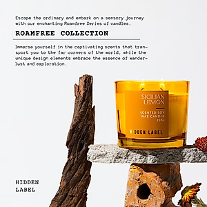 Hidden Label Sicilian Lemon Scented Candle, 100% Cotton Lead-Free Wick,Sustainable Wood Lids,Candles for Home Scented,8.3 Oz