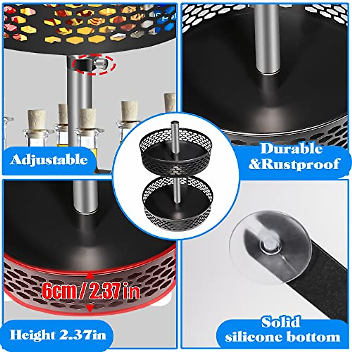 Lazy Susan Organizer,2 Tier Lazy Susan Turntable Spice Rack Metal Steel Organizer for Kitchen Cabinet, Organizer for Cupboard,Pantry,Bathroom,Table