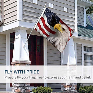 Yekiua Patriotic Eagle Flag 3X5 Outdoor North American Bald Eagles Star Striped Us American Flag Veterans Day Double Sided Flags All Weather Long Lasting With 2 Brass Grommets
